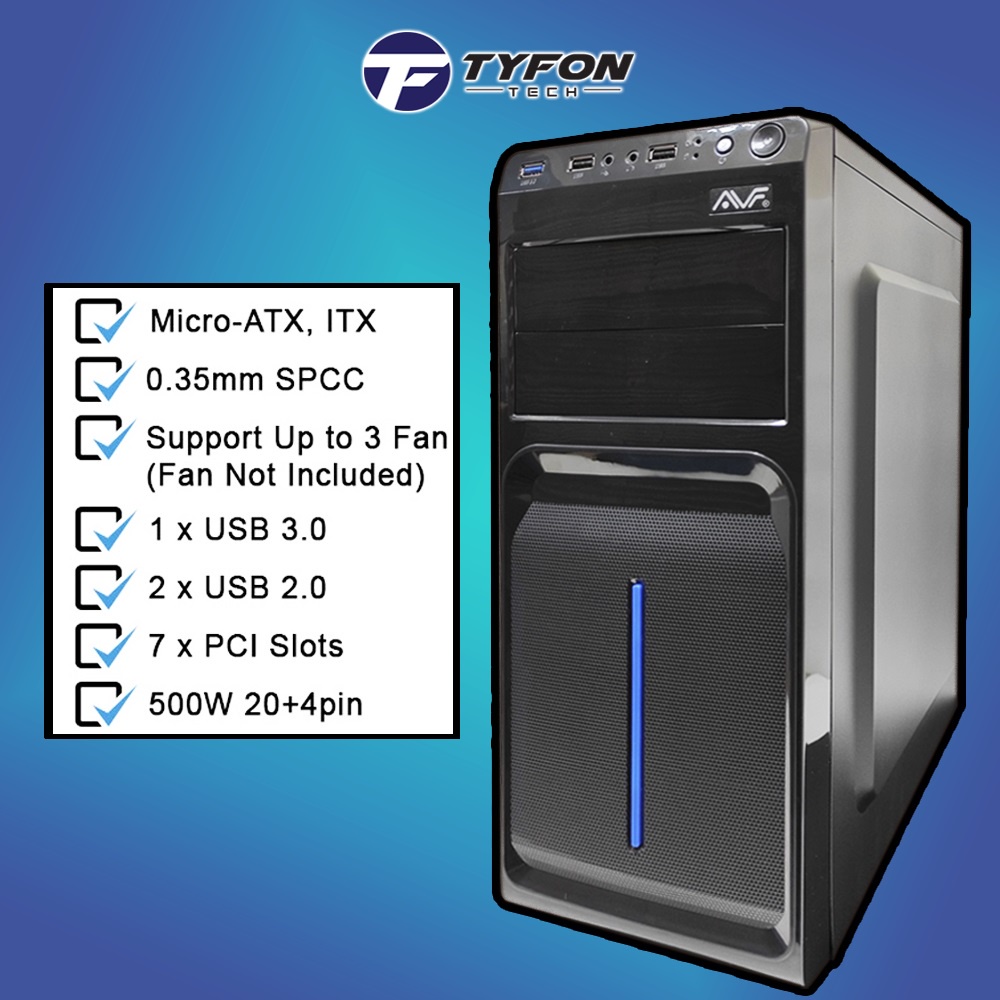 AVF ACCS560-B7U3 Classic Series ATX Casing with PSU 500Watt (Blue ...