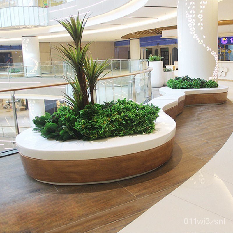FRP Shopping Mall Leisure Chair Seat Tree Pool Shape Public Rest Chair ...