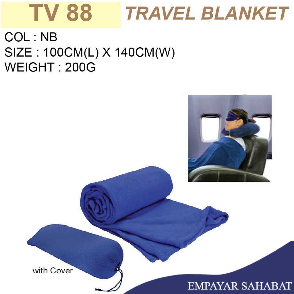 TRAVEL BLANKET TV88 NAVY BLUE / Doorgift / Souvenir / Gifts / Event / Hadiah / Cenderahati ...