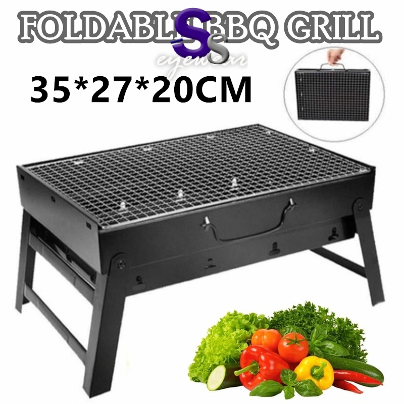 (SMALL) Portable Foldable Outdoor BBQ Grill Barbecue Rack Fuel Charcoal ...