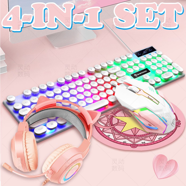 Birthday Gift set 4 in 1 Headphone keyboard and mouse Wayar version ...