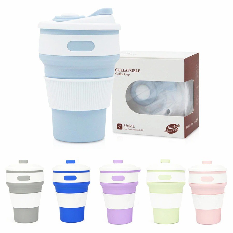 Portable Collapsible Silicone Cup 350ml Folding Travel Coffee Mug with ...