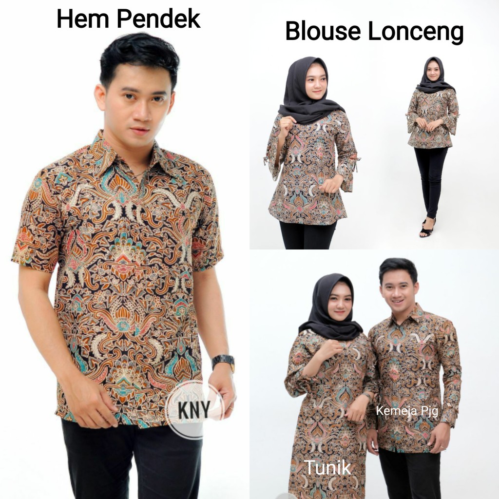 RUZZA Batik Couple Motif Cirebon Peach Couple Family Uniform Size M L ...