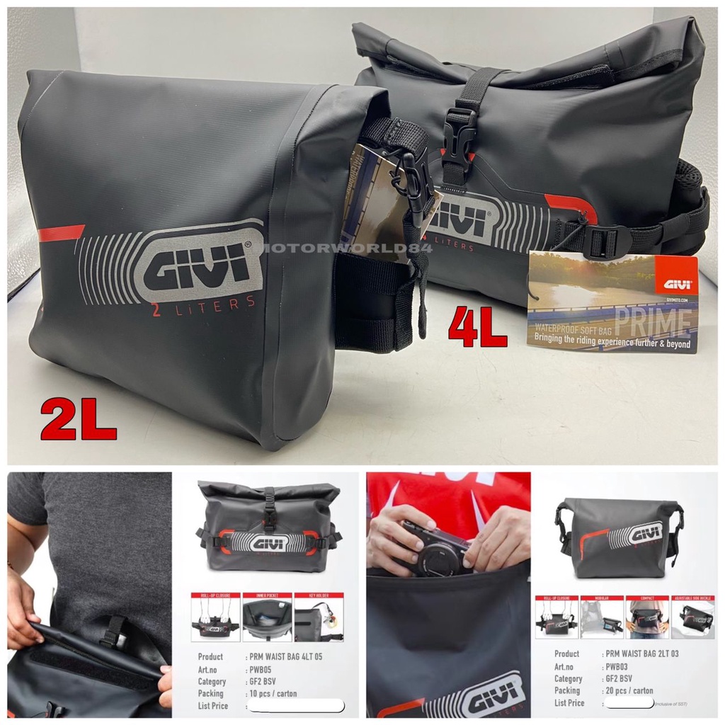 GIVI POUCH BAG WATERPROOF 100% ORIGINAL GIVI PWB05 PREMIUM Waist Bag 4 LITER 2LITER PWB03 2L 4L ...
