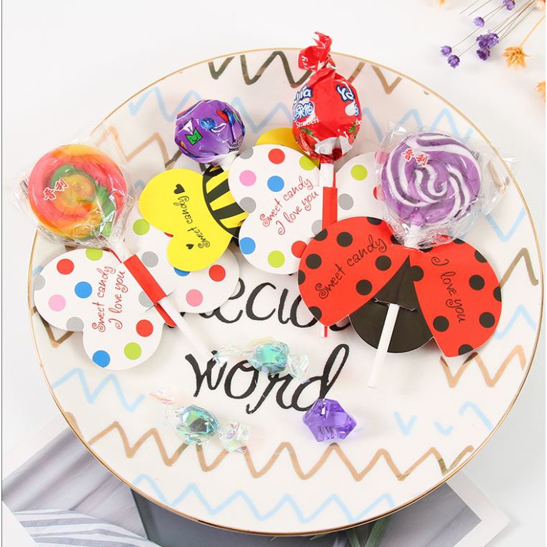 50pcs Mix Lollipop Card / Lollipops Holder Bug (Bee, Butterfly ...