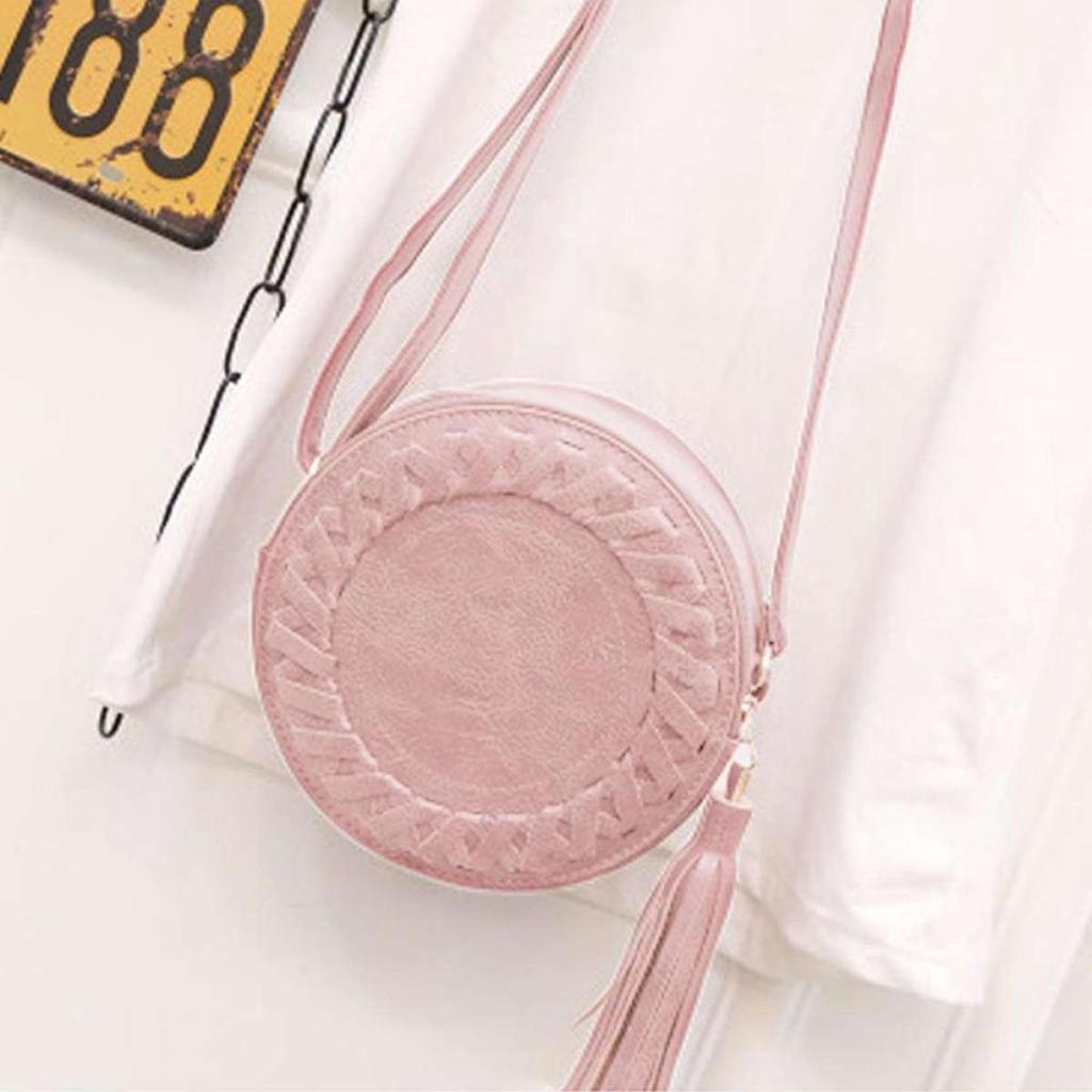 single bag (IDEAL FOR ANY OUTING) WJS Women Round Cute Tassel Handbag ...