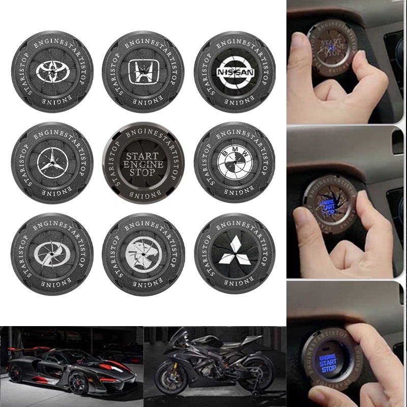 Auto Engine Push Start Stop Button Cover Car Rotatable Start Button ...