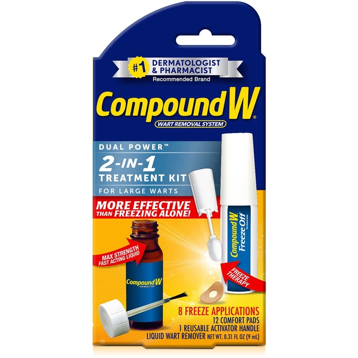 Compound W 2-in-1 Treatment Kit for Large Warts, Freeze Off & Liquid ...