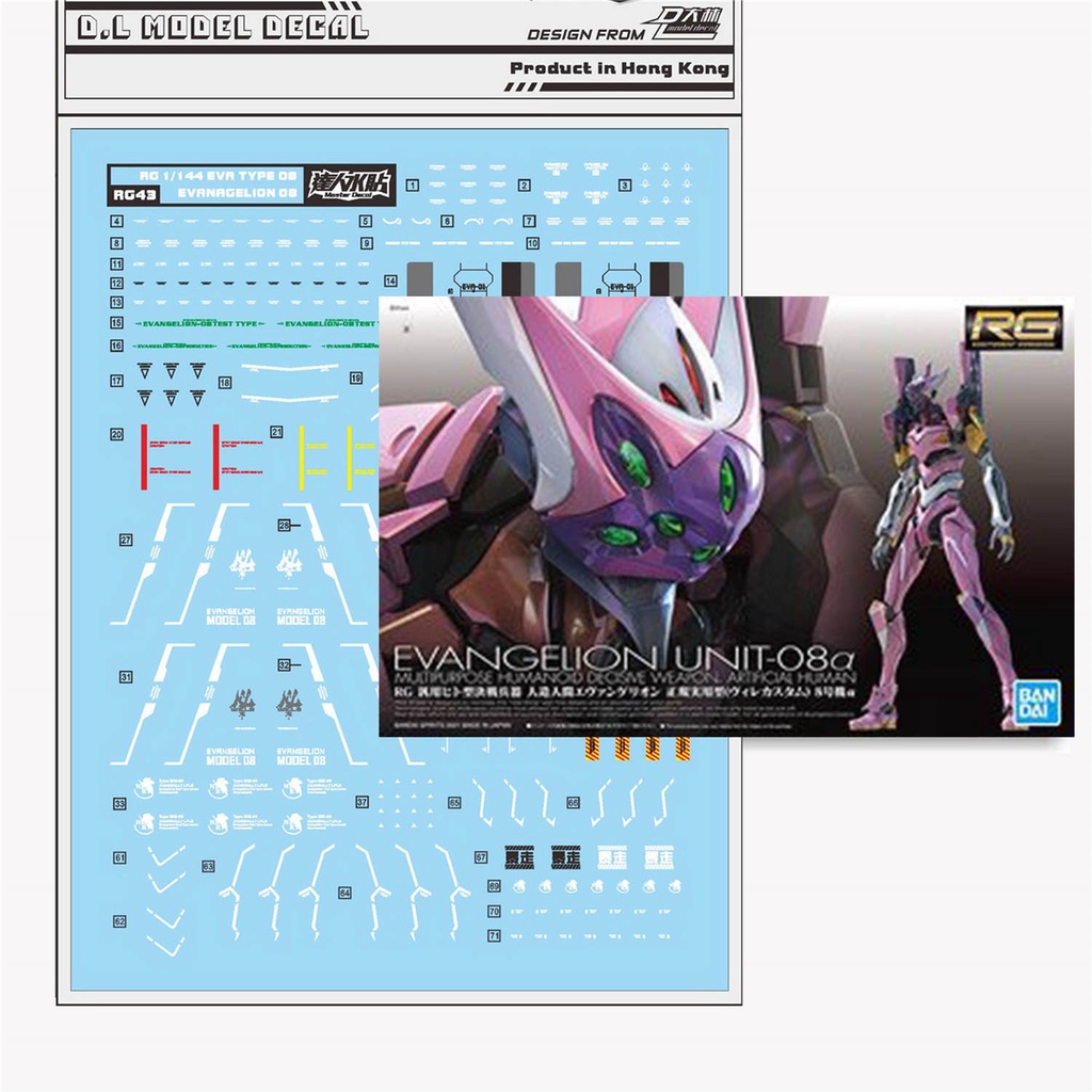 DALIN Waterslide Decal - RG43 RG 1/144 Evangelion Unit-08α/EVA 08 Alpha EVA08α/EVA-08α ...