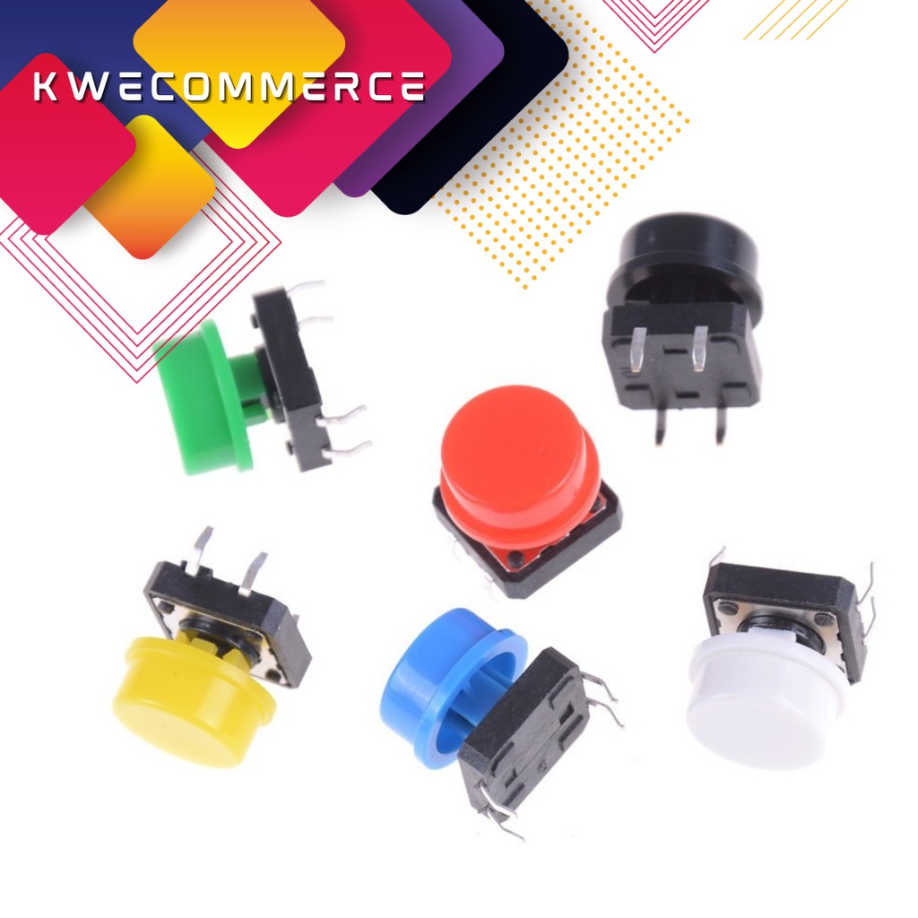 10pcs Tactile Push Button Switch + Tact Cap 12*12*7.3MM Micro Switch ...