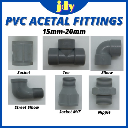 PVC Acetal Fitting PVC Connectors Socket Tee Elbow Nipple Socket Male ...