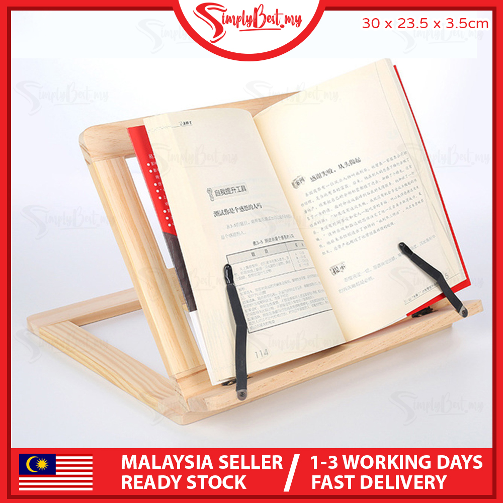 SIMPLYBEST Wooden Book Reading Stand Adjustable Tabletop Stand Foldable ...