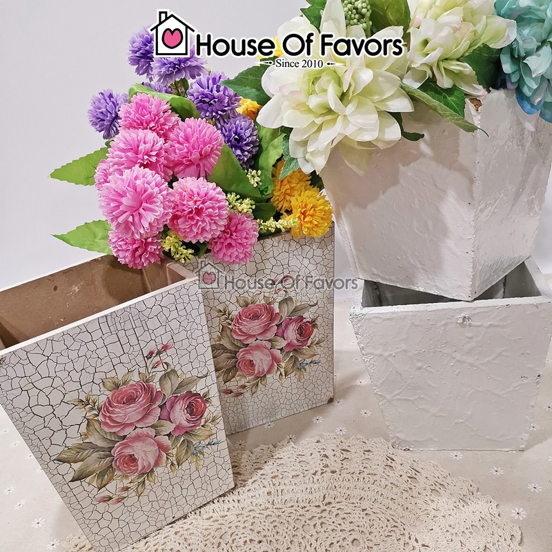 Wooden Flower Pot Small Medium Size Home Decor Plant Pot Pasu Bunga ...