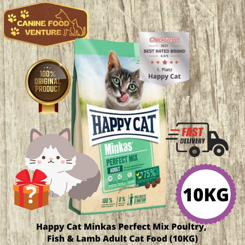 Happy Cat Minkas Perfect Mix Poultry, Fish & Lamb Adult Cat Food ...