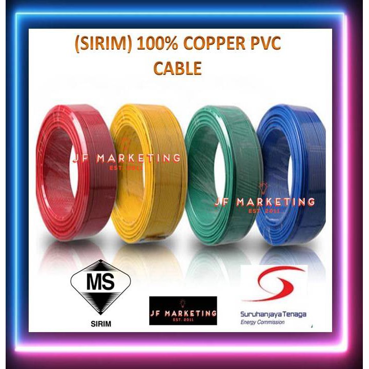 1.5MM PVC CABLE (SIRIM) 100% PURE COPPER Single Core Electric Cable Red ...