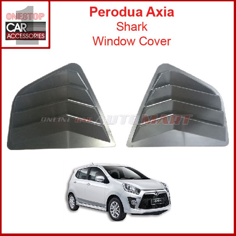Perodua Axia 2014-2019 Black Rear Side Shark Louver Window Cover ...