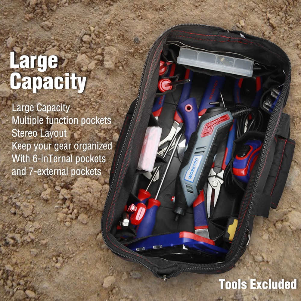 WORKPRO 16 Inches Tool Bag Multifunctional Bags for Tools Hardware ...