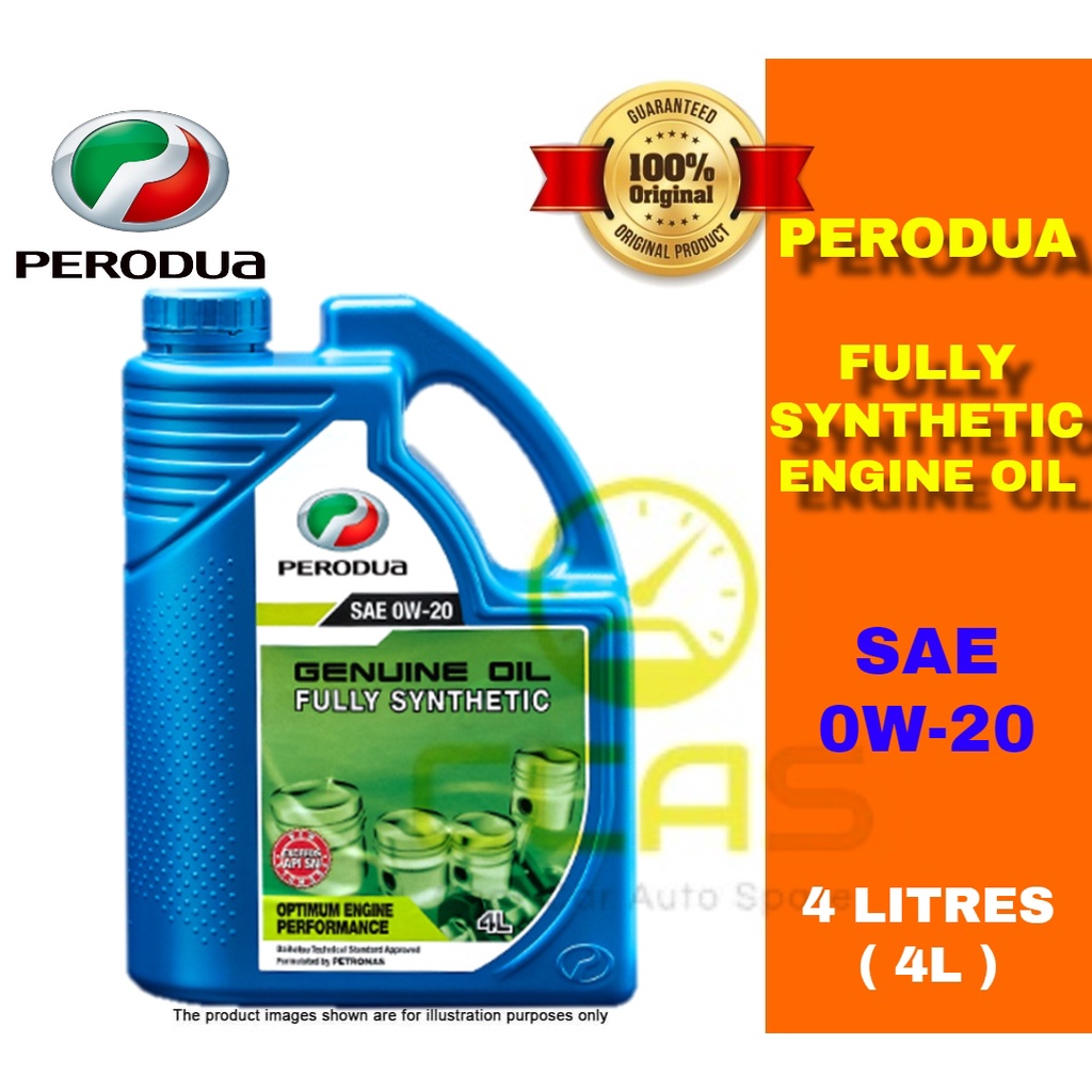 100% Original Perodua Engine Oil SAE 0W20 0W-20 Fully Synthetic 4L ...