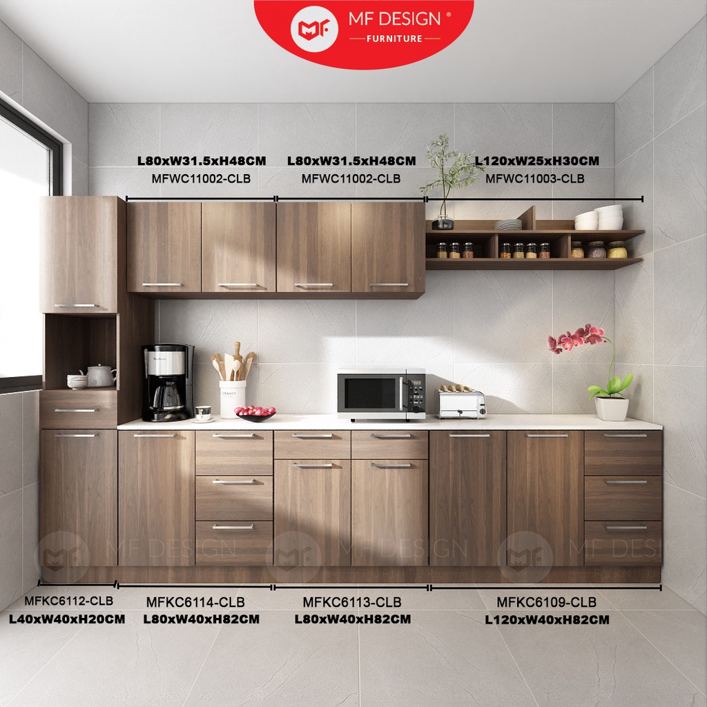 MF DESIGN Frey Series Kitchen Cabinets Wall Unit Kitchen Wall Open ...