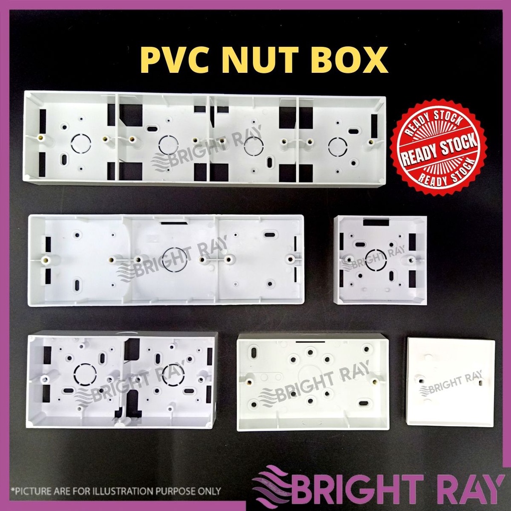PVC Nut Box Switch Base/ Surface Mounted Switch Base/ Tapak Pelindung ...