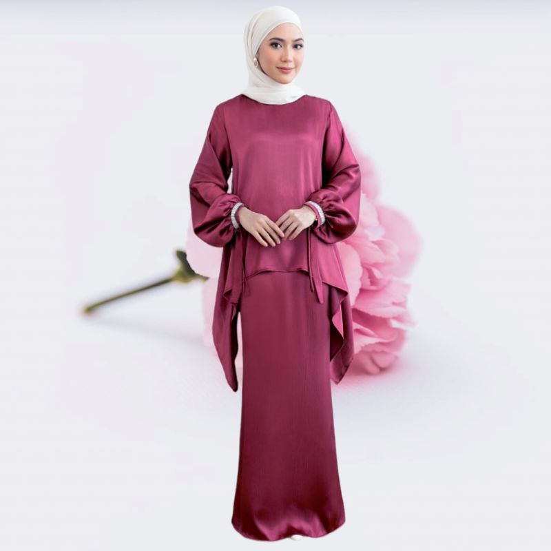 ELEGANT ZEHRA KURUNG MODEN BAJU KURUNG MAROON BAJU BRIDESMAIDS BAJU ...