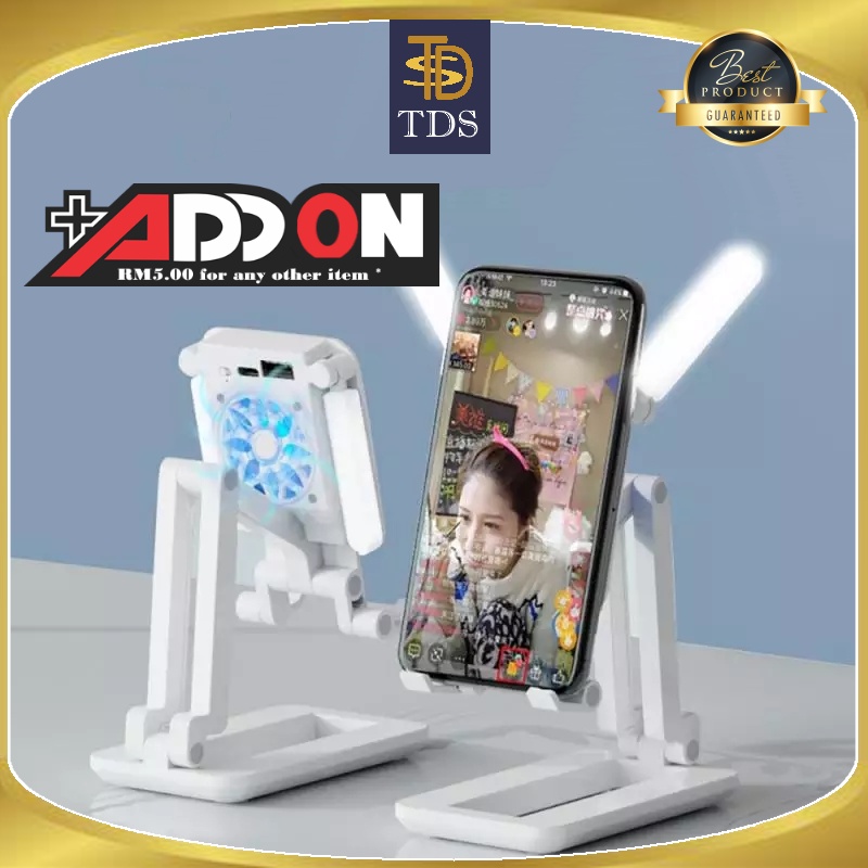 【TDS015】Handphone Stand Table Cooling Fan Foldable Phone Stand Tablet ...
