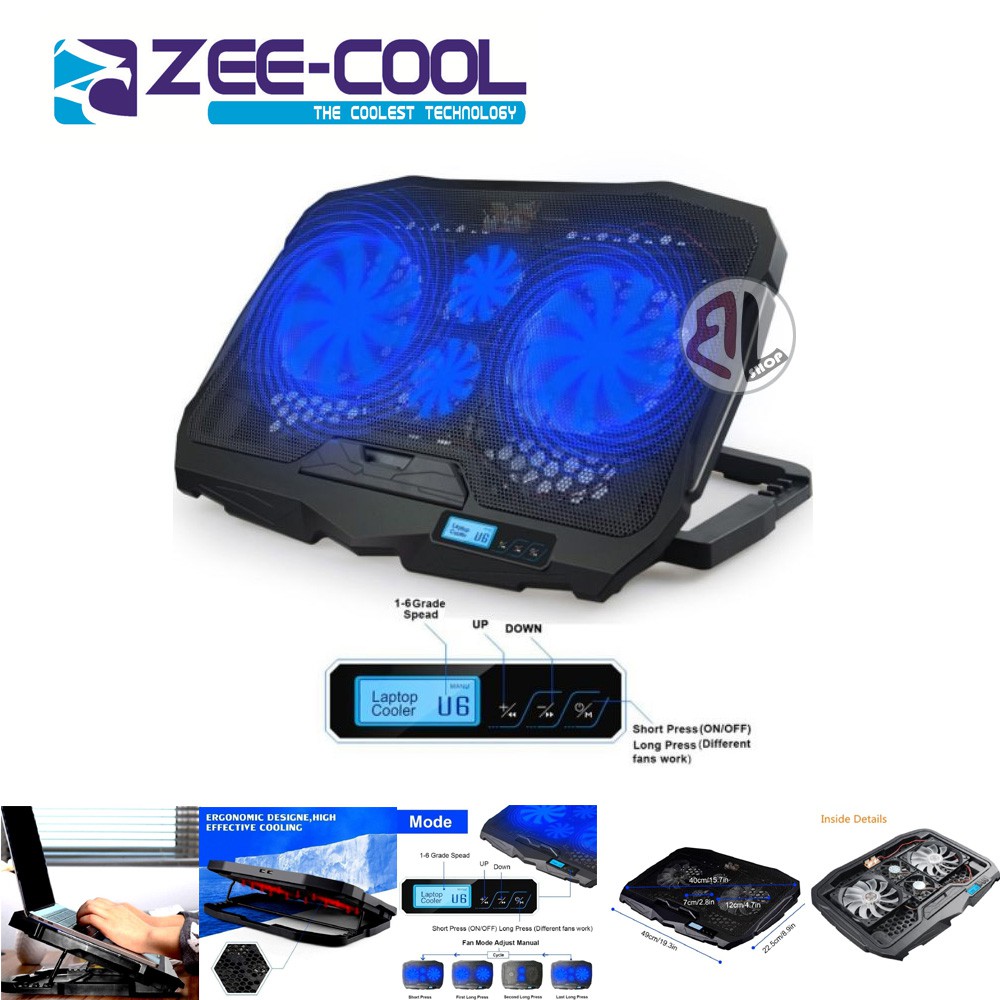 Official Zee-Cool ZC-77 Gaming Laptop Cooler Adjustable Speed USB Ports ...