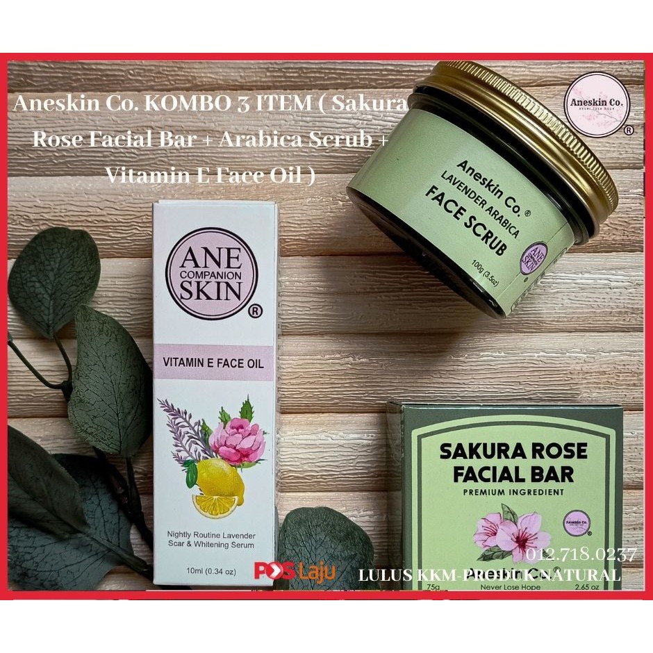 Aneskin Co. KOMBO 3 ITEM ( Sakura Rose Facial Bar + Arabica Scrub ...