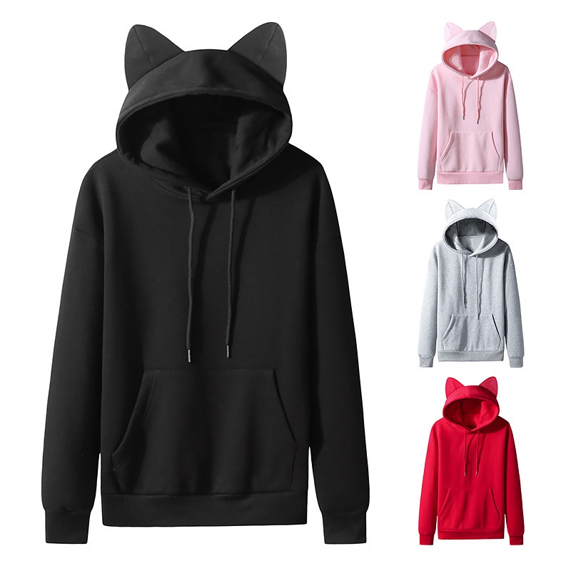 Amazon New Style Hanging Shot Ladies Cat Ear Design Hooded Fleece ...