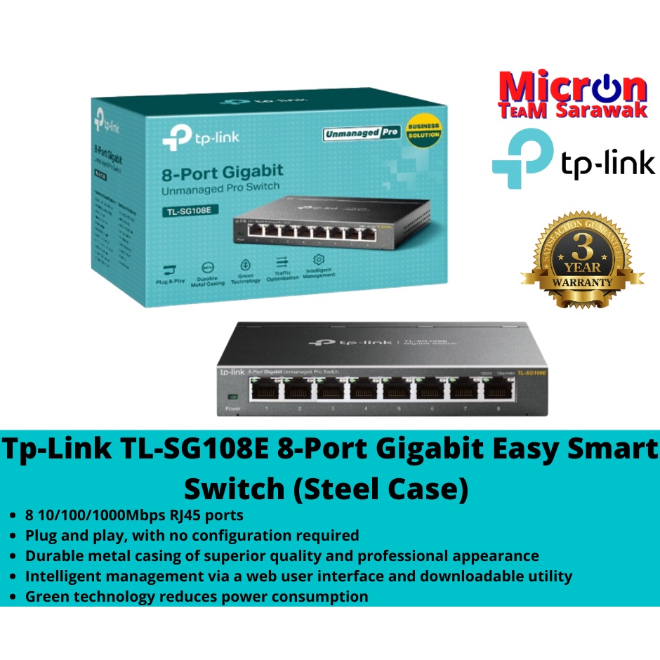 TP-LINK TL-SG108E 8-Port Gigabit Easy Smart Switch (Steel Case ...