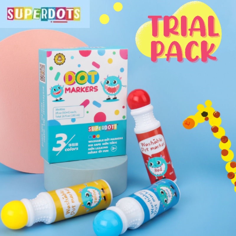 SUPERDOTS Do-A-Dot Art Washable Dot Marker 3 Colors TRIAL SETS | Shopee ...
