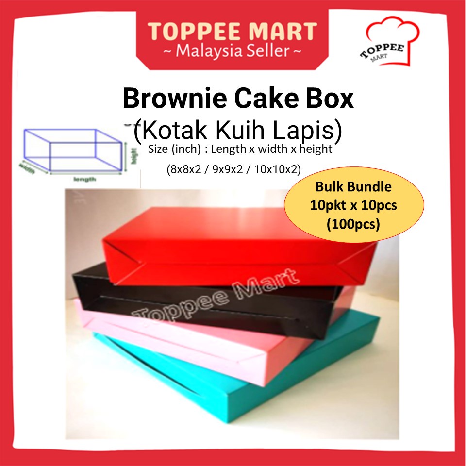 [BUNDLE=100pcs *10pcs x 10pkt* ] Brownie Cake Box (Kotak Kuih Lapis ...