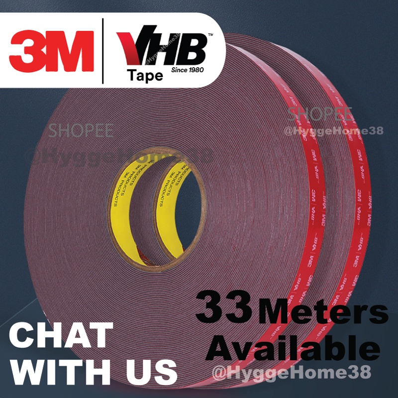 3M 5952 Double Sided Tape Heavy Duty Strong VHB Sticker Acrylic Adhesive Foam Vehicle Waterproof ...