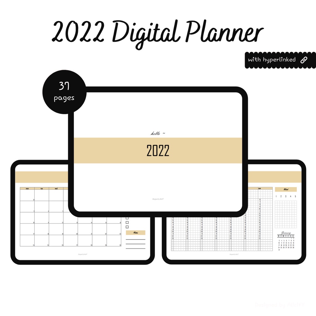 2023/2022 Digital Planner with hyperlinked | Calendar, Monthly, Weekly ...