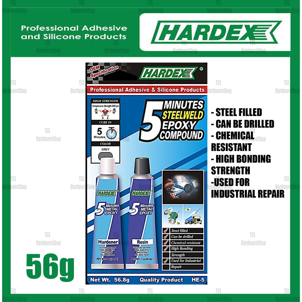 HARDEX 5 MINUTES METALWELD EPOXY COMPOUND HE 5 56.8g | Shopee Malaysia