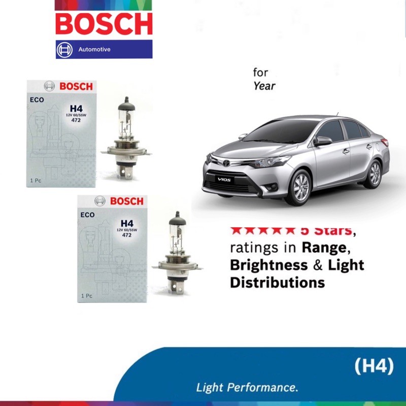 Bosch ECO H4 Headlight Bulb for Toyota Vios E Spec & J Spec | Shopee ...