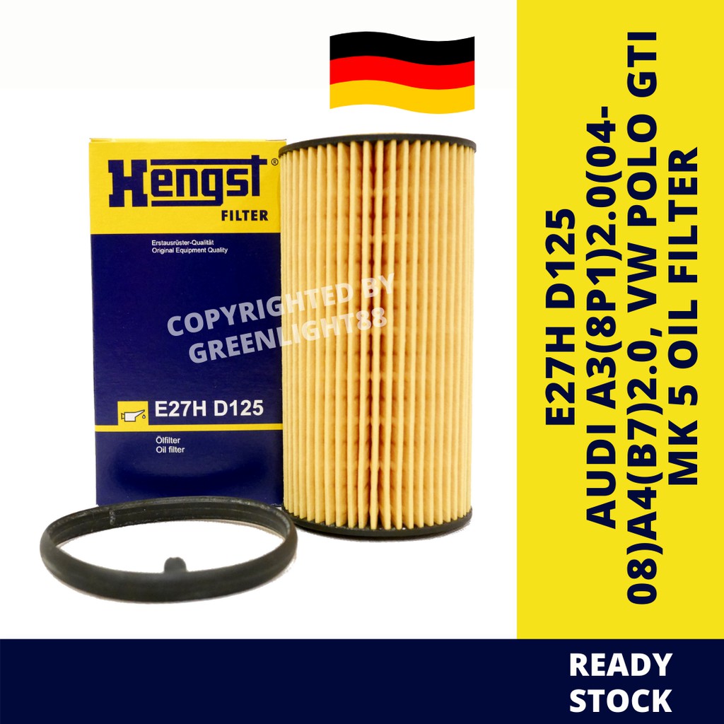 (E27H D125) HENGST OIL FILTER AUDI A3(8P1)2.0(04-08)A4(B7)2.0 OIL FILTER (06D 115 466) | Shopee ...