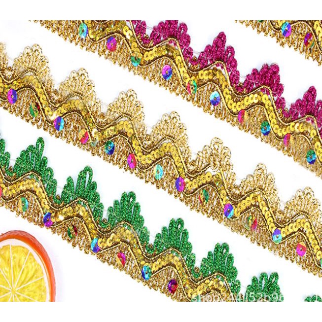 1 yard 35mm Gold Silver Lace Ribbon Trims For Stage Performance Party ...