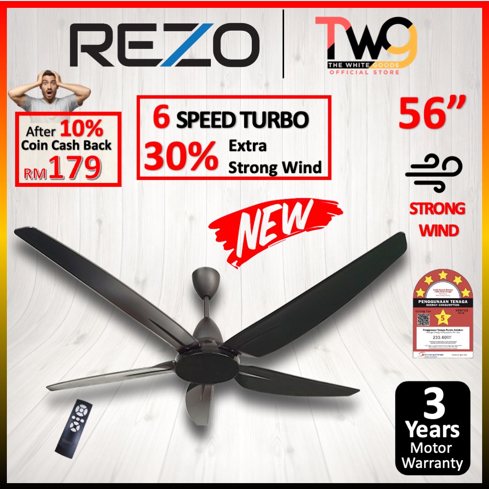 [New Model] Rezo FITO565 / IMPRESS565 Turbo 6 Speed Ceiling Fan With ...