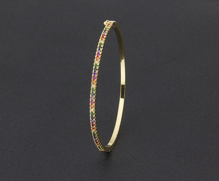New Design High Quality Charm Rainbow Bangles Copper Zirconia ...