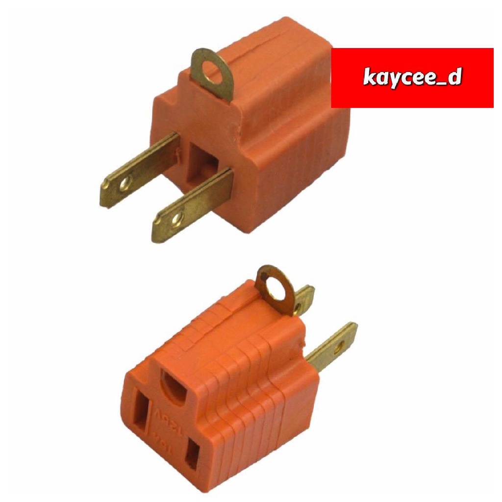 [KCD] 3 Prong to 2 Prong Orange Adapter Plug, 15A 125V, Orange ...