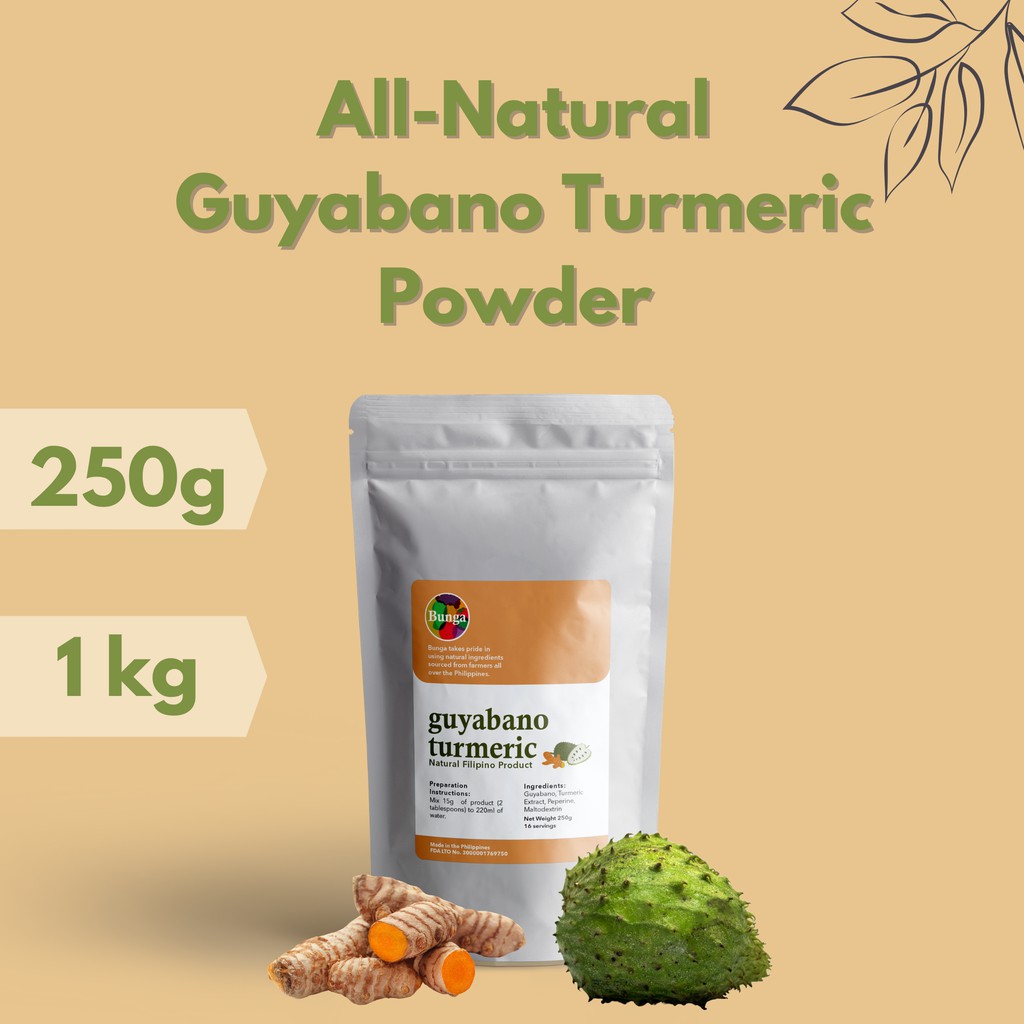Natural Guyabano Turmeric Powder Drink (Unsweetened) 250 grams & 1 kg ...