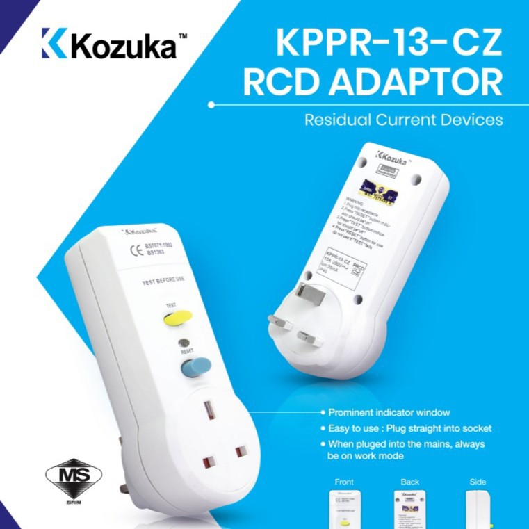 13A RCD Adaptor / ELCB Adaptor Socket (KOZUKA) | Shopee Malaysia
