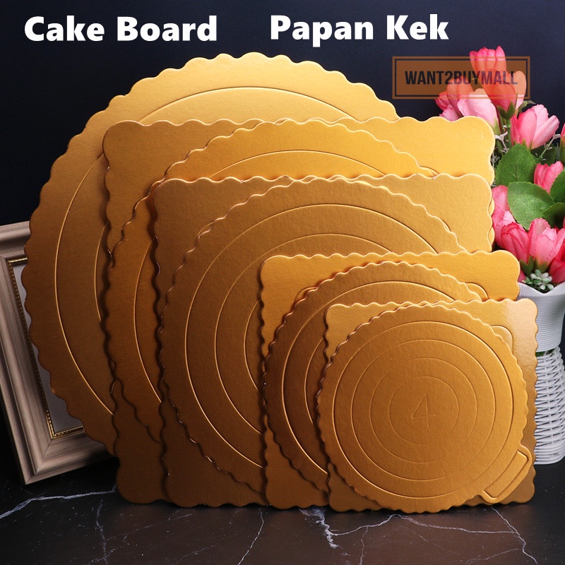 4“ 6“ 8” 10” 12“ Gold Round Square Mini Cake Dessert Mousse Plate Base ...