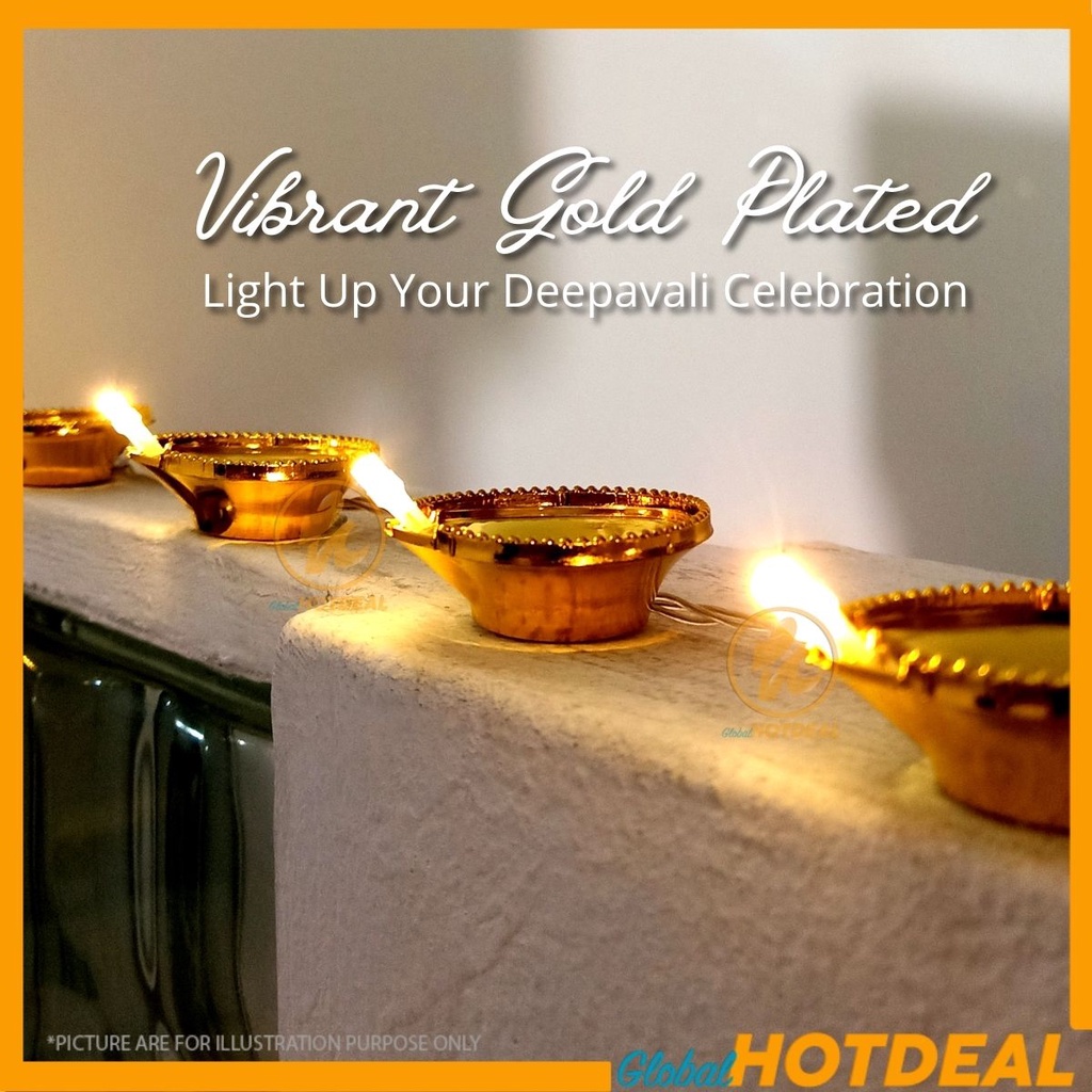 GLOBAL PRO Diwali Light GOLDEN 20L Deepak Diya LED Fairy String Light ...