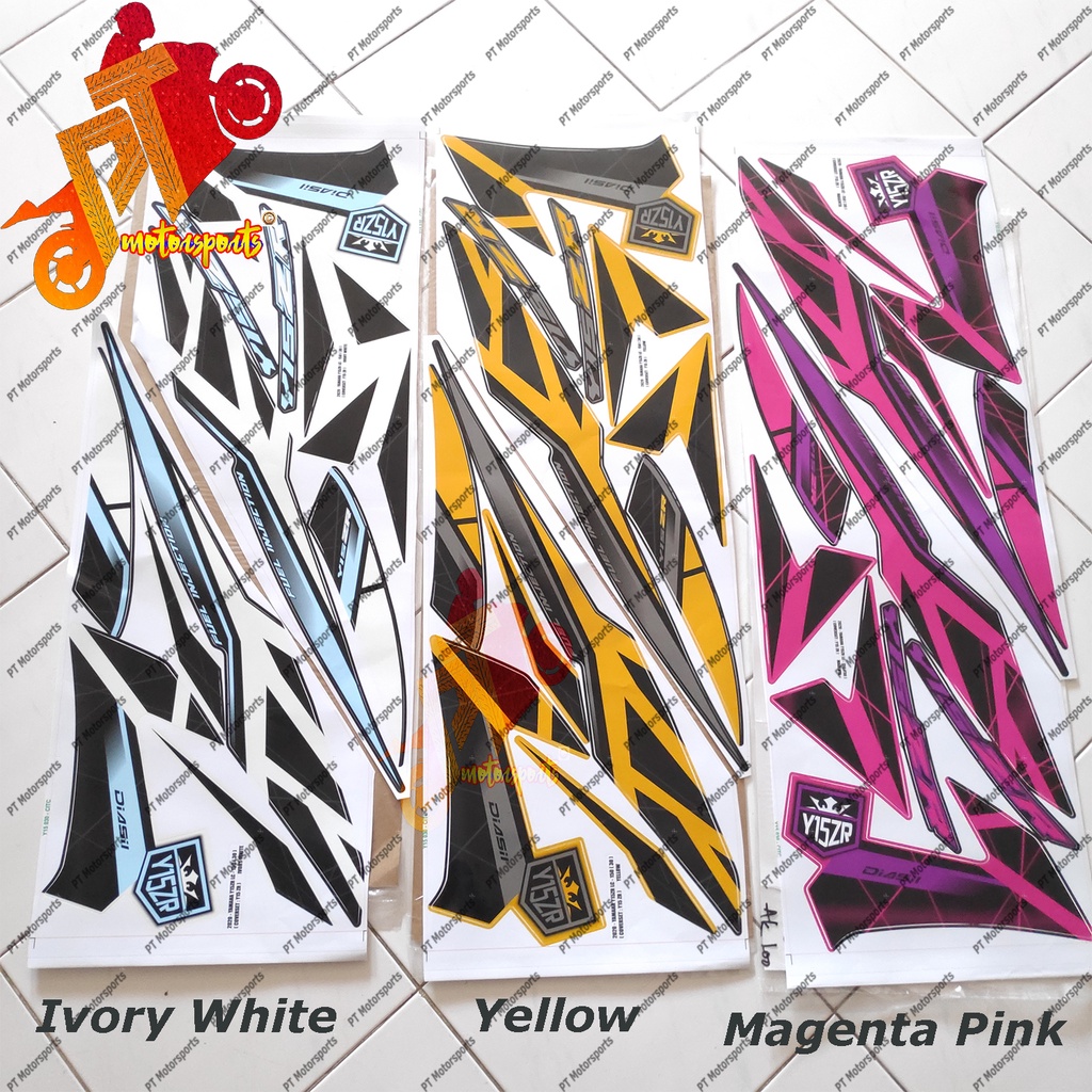 Yamaha Y15ZR Y15 Body Stripe Yellow Magenta Pink Ivory White Sky Blue ...