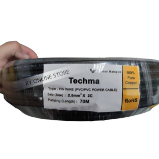 Techma Pin Wire (PVC/PVC POWER CABLE) 2.5mm x 2C (1m) | Shopee Malaysia