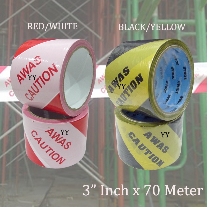 YY DiY 3" Inch x 70m Barricade Tape Awas Tape Warning Tape Caution Tape ...