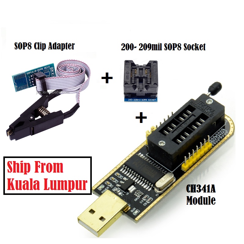 (READY STOCK) CH341A/ CH341 USB Eeprom Flash BIOS Programmer Module ...