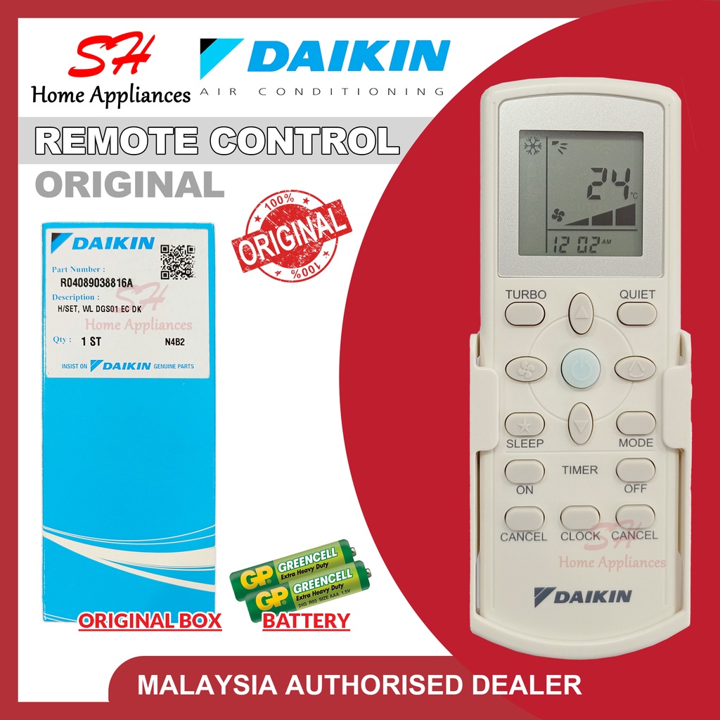 Daikin Aircond Remote Control Original 100% (FREE Battery) Original ...